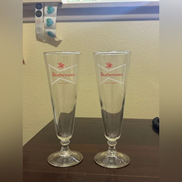 Kitchen | Vintage Budweiser Tall Beer Glasses Set Of 2 | Poshmark